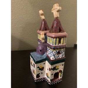 Art | Mexican Folk Art Terra Cotta Pottery Church Hand Painted Signed ...